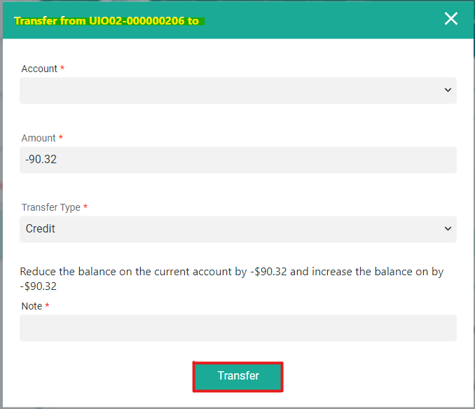 How to transfer a balance or credit to another account in the back ...